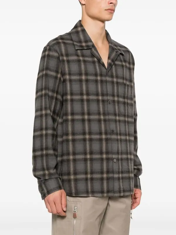 Our Legacy Grey Heusen Shirt In Oyster Check Hairy Flannel - 18